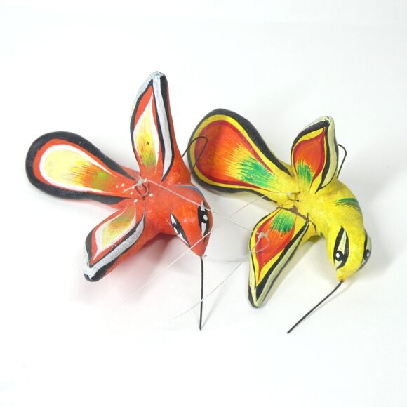 Accents | 2 Hummingbird Handpainted Birds Alebrije Mexican Folk Art ...